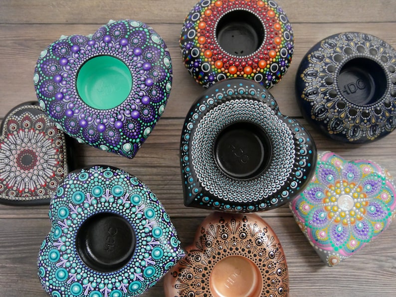 Copper Heart Hand Painted Mandala Tea Light Holder - Etsy