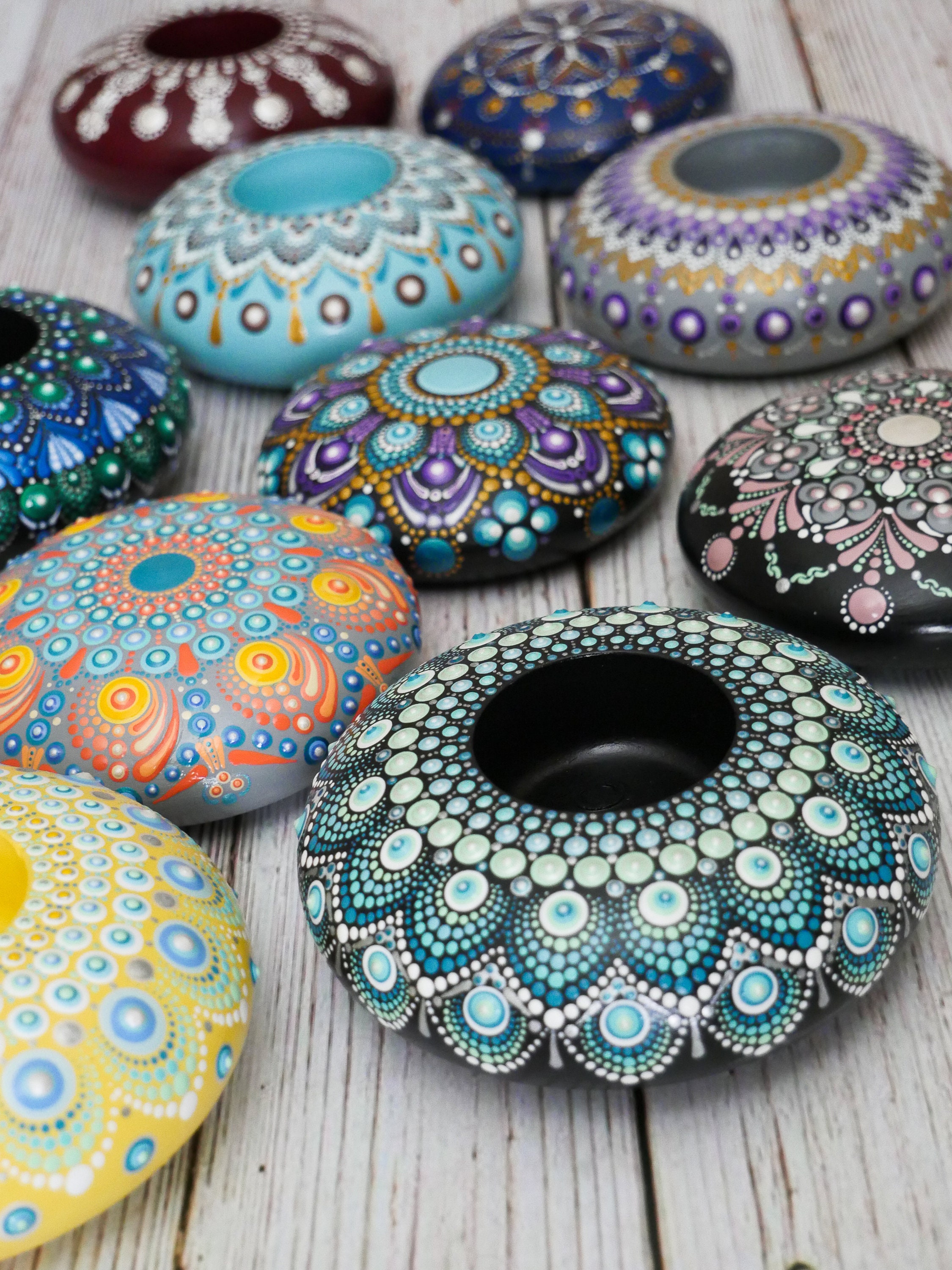 Handmade Painted Stone Mandala - Etsy