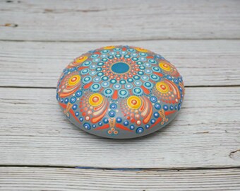 Hand Painted Mandala Stone ceramic Meditation Stone Hand - Etsy