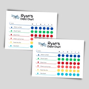 Boys Colorful Chore Chart, Kids Checklist, Printable, Editable Chore ...