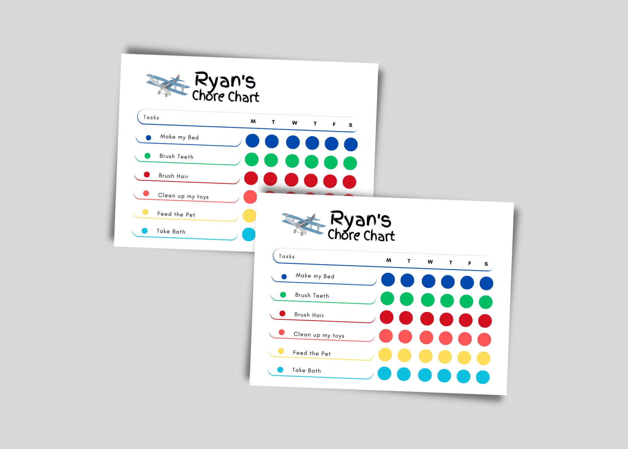 Boys Colorful Chore Chart, Kids Checklist, Printable, Editable Chore ...