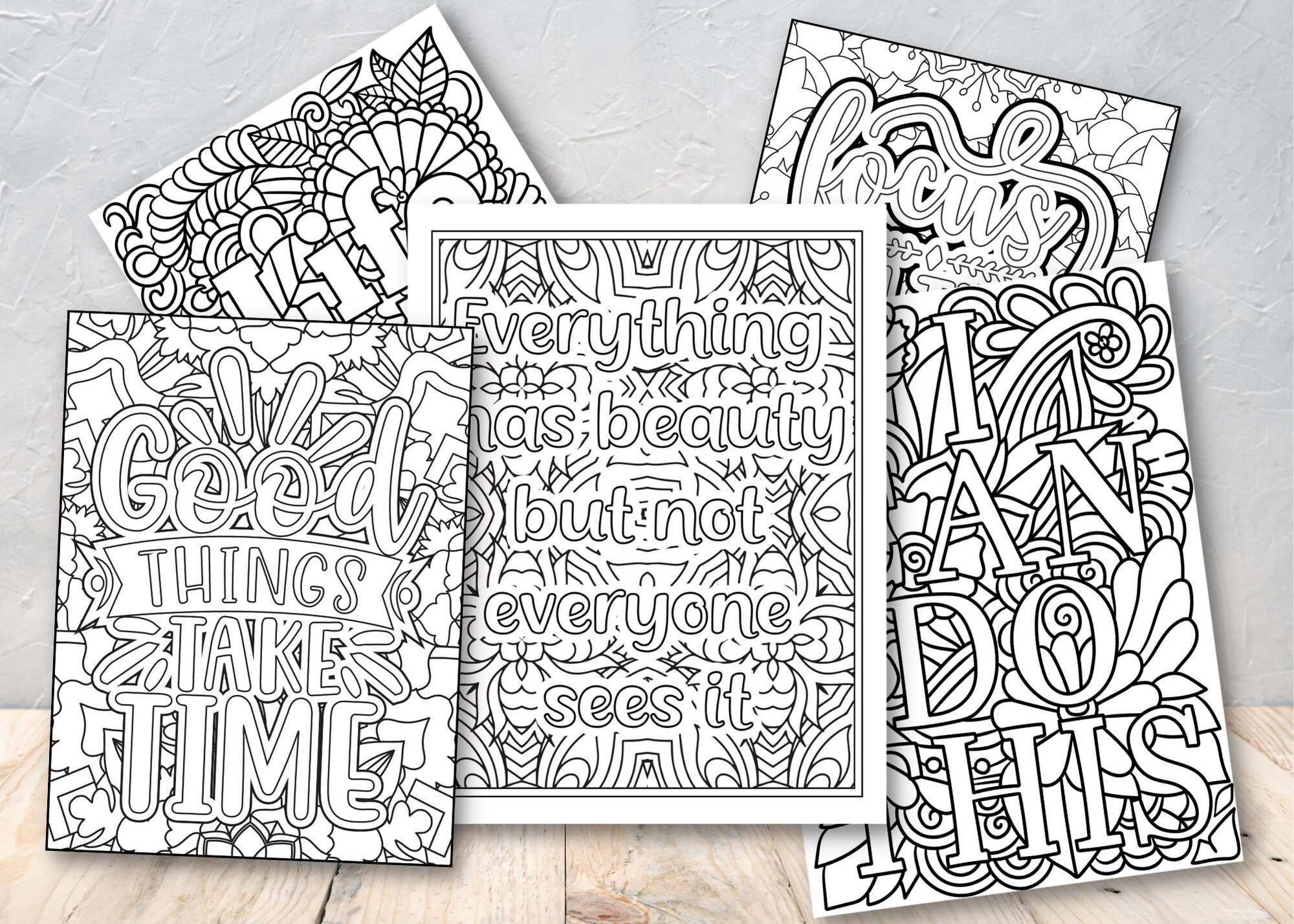 60 Inspirational Quotes Adult Coloring Book, Mental Health ...