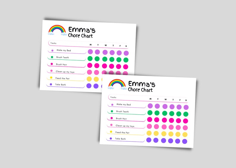 Editable Chore Chart for Girls, Kids Checklist, Cleaning Checklist ...