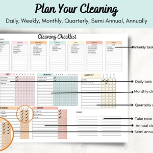 Editable Cleaning Checklist Cleaning Schedule Printable Daily Weekly ...