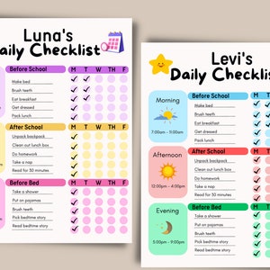 Kids Daily Checklist Schedule, Printable Editable Daily Weekly Visual ...