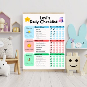 Kids Daily Checklist Schedule, Printable Editable Daily Weekly Visual ...
