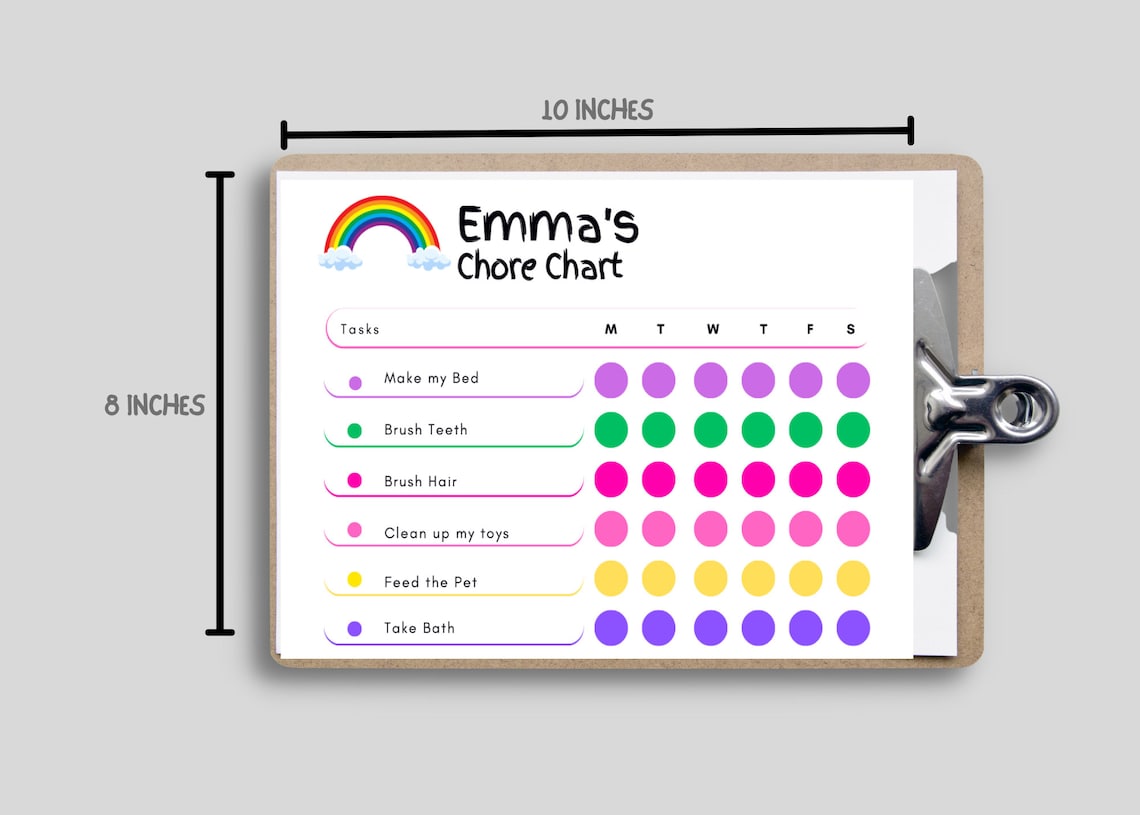 Editable Chore Chart for Girls, Kids Checklist, Cleaning Checklist ...