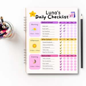 Kids Daily Checklist Schedule, Printable Editable Daily Weekly Visual ...