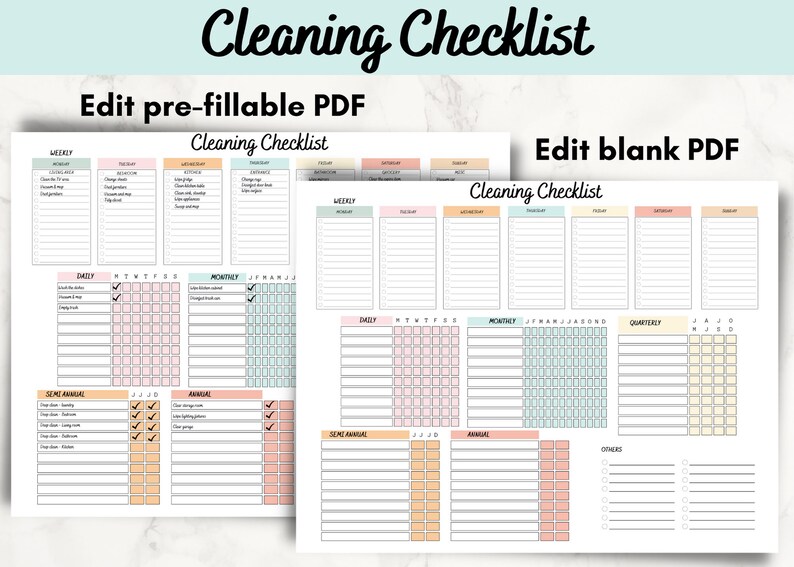 Editable Cleaning Checklist Cleaning Schedule Printable Daily Weekly ...