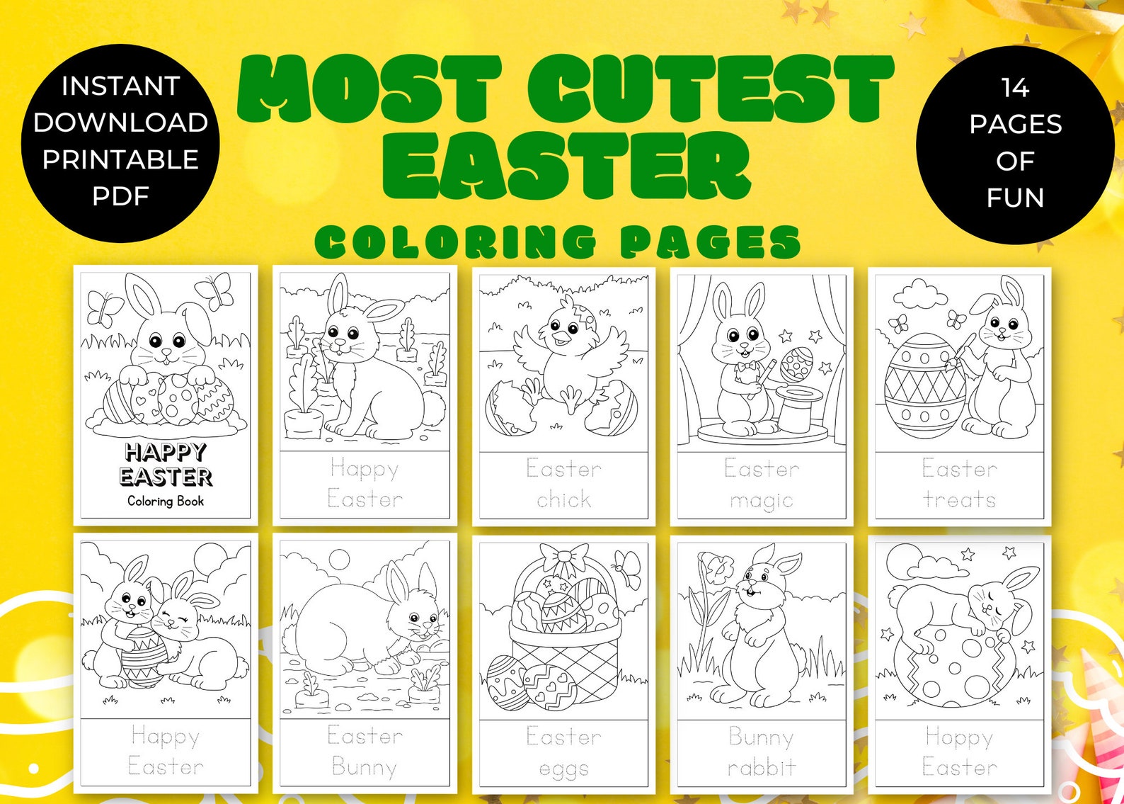 Easter Coloring Pages, Digital Download, Spring Coloring Pages, Easter ...