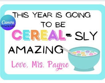 PRINTABLE I'm CEREAL-SLY Lucky to Have You in My Class! Tag | Instant ...