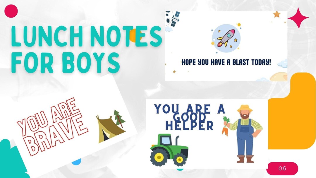 Lunch Box Notes for BOYS - Etsy