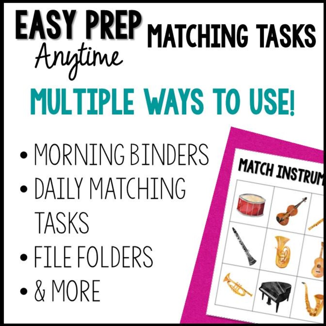 25 Easy Prep Anytime Matching Life Skills File Folders for Special ...