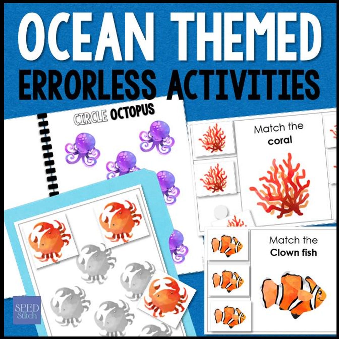OCEAN Themed Errorless Learning Work Task Boxes & Activities for Early ...