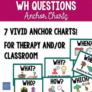 WH Questions Anchor Charts With Visuals for Speech Therapy, Special ...