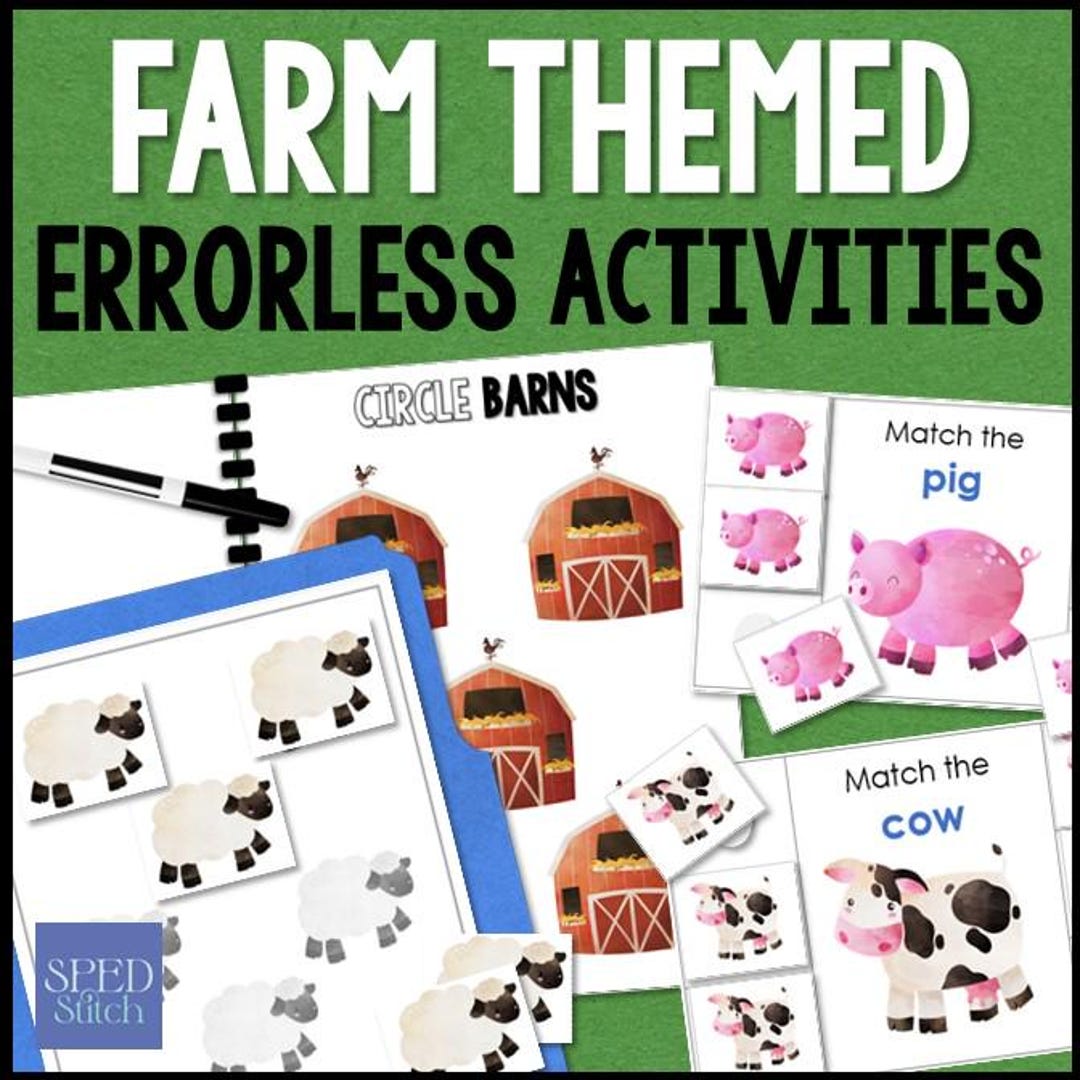 Farm Themed Errorless Learning Work Task Boxes & Activities for Early ...