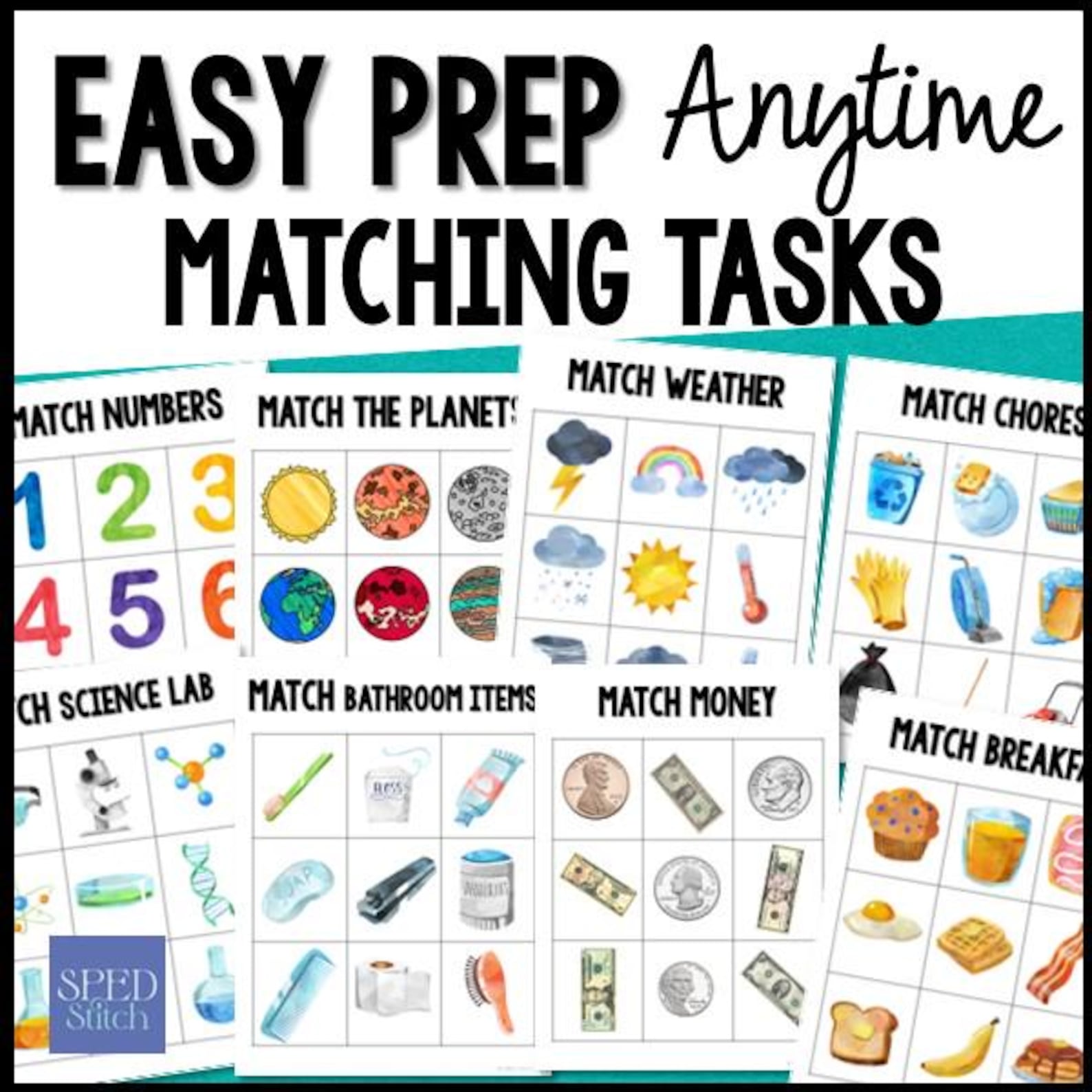 25 Easy Prep Anytime Matching Life Skills File Folders for Special ...