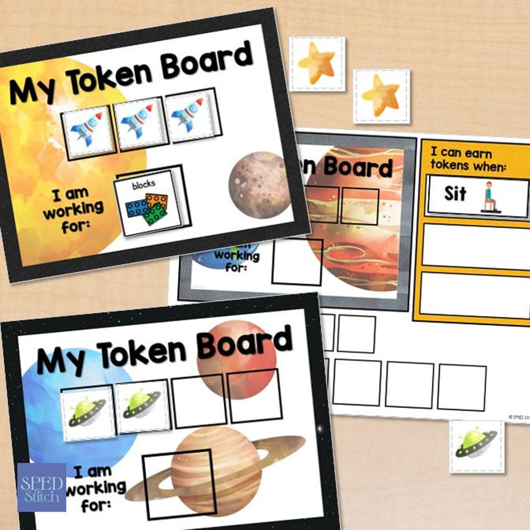 SPACE Planet Themed Token Boards (reward Charts) Visuals for Positive ...