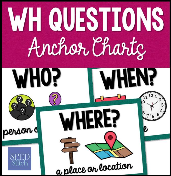WH Questions Anchor Charts With Visuals for Speech Therapy, Special ...