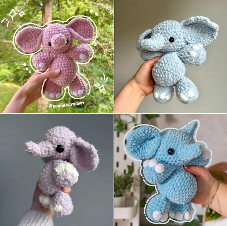 Huggable Elephant Crochet Pattern (no Leg Sew) - Etsy