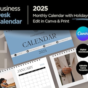 2025 Business Desk Calendar Monthly Calendar With Holidays Canva ...