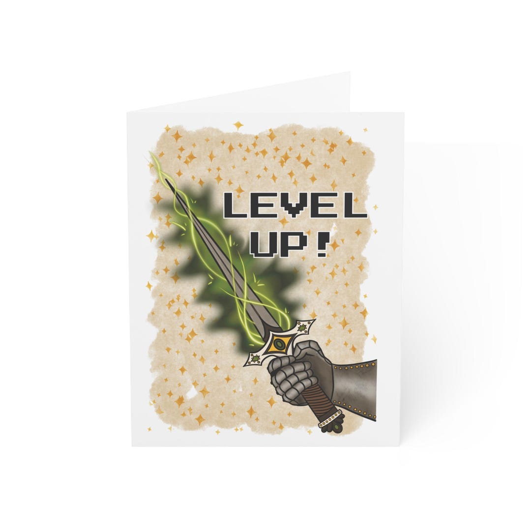 Level up Medieval Knight Birthday Card Blank Inside, With Envelope - Etsy