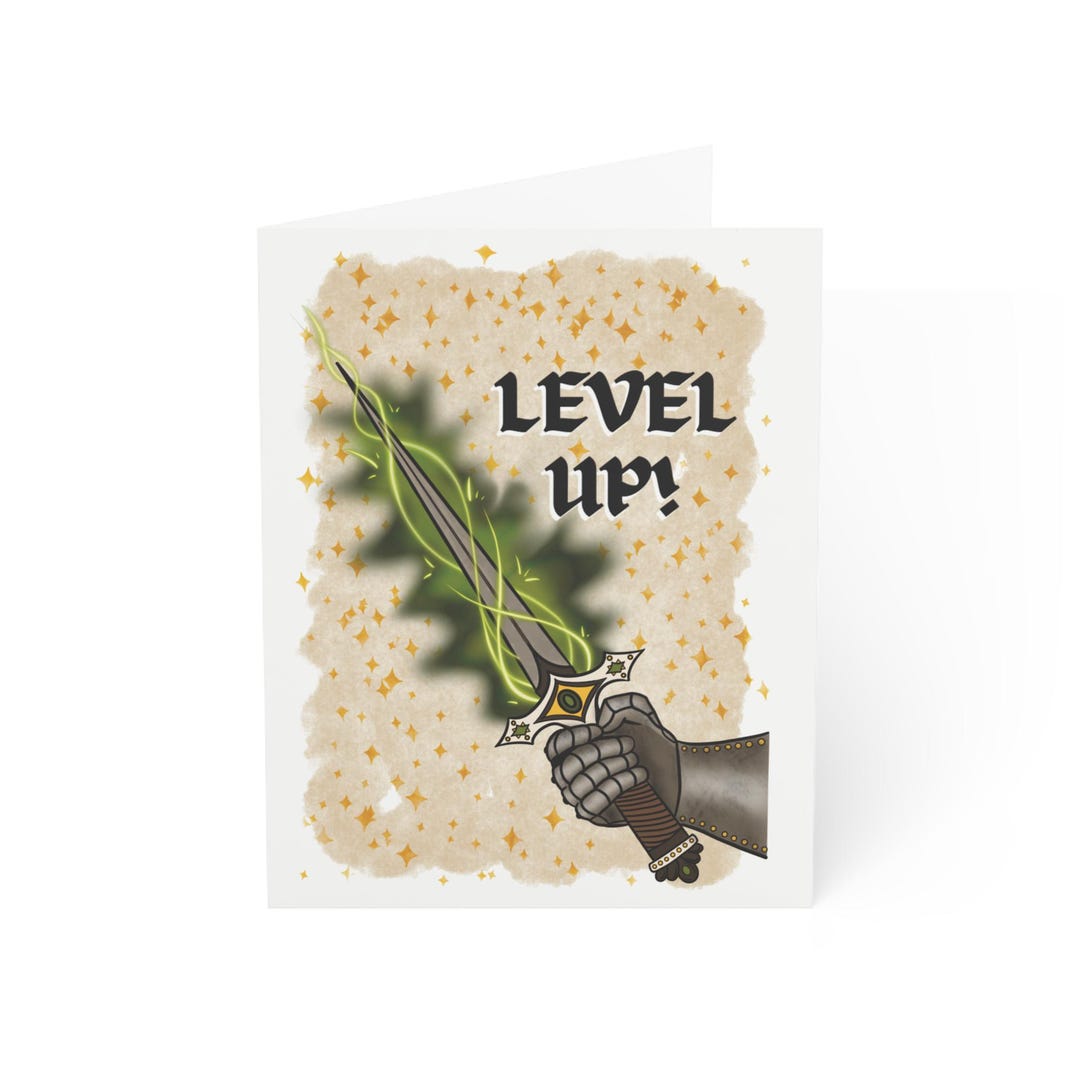 Level up Medieval Knight Birthday Card | Blank Inside, With Envelope - Etsy