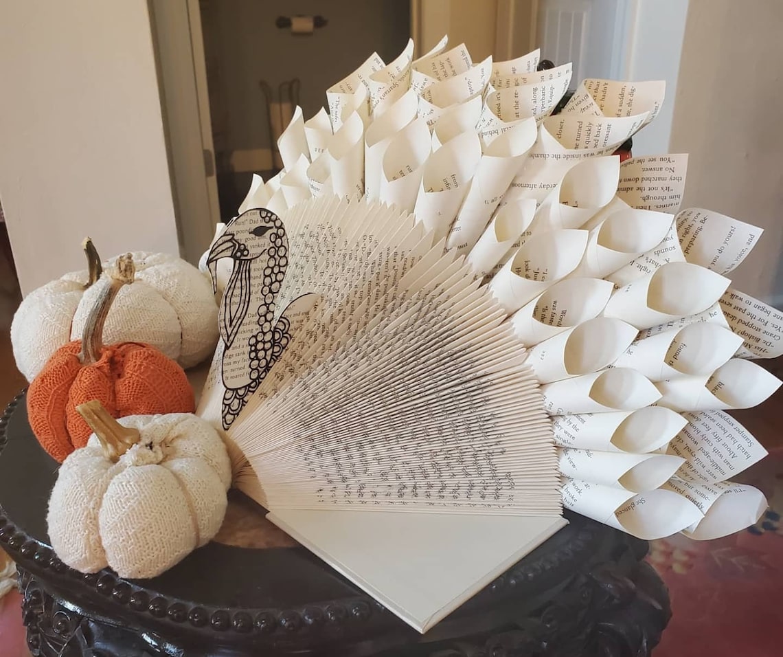 Turkey Book Art and Fall Decoration - Etsy