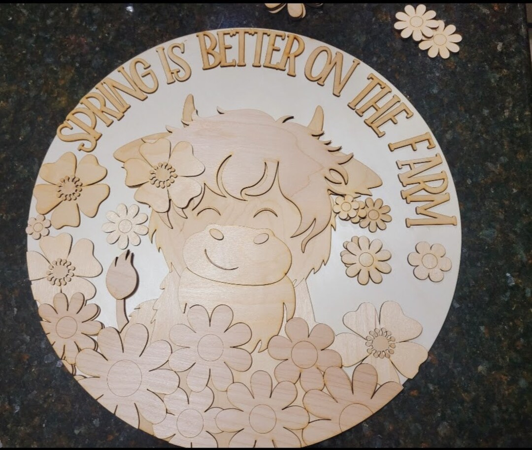 Spring is Better on the Farm (custom Wording Available!) Round DIY Wood ...