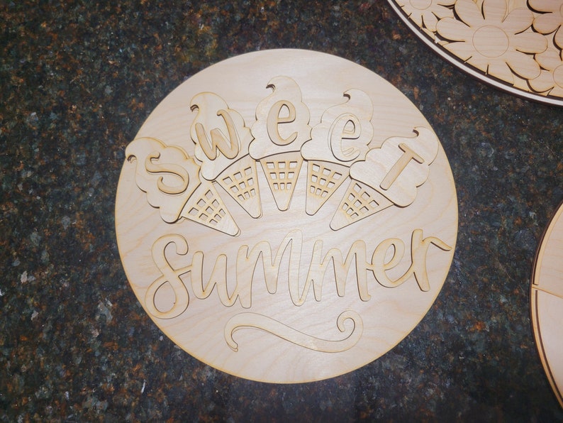 Sweet Summer Ice Cream Cones Round DIY Wood Kit Blank 8in, 12in and ...