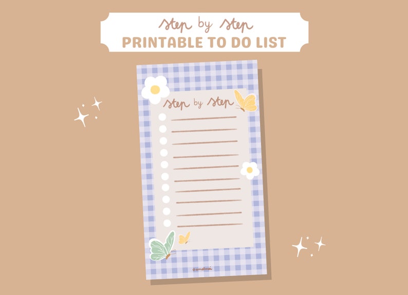 STEP BY STEP to Do List Cute Printable Stationery Printable - Etsy