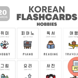 Korean Hobby Flashcards | Learn Korean Language | Educational Printable ...