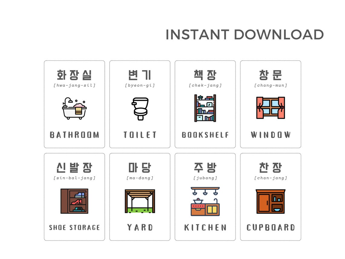 Korean Home & Furniture Flashcards | Learn Korean Language ...
