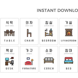 Korean Home & Furniture Flashcards | Learn Korean Language ...