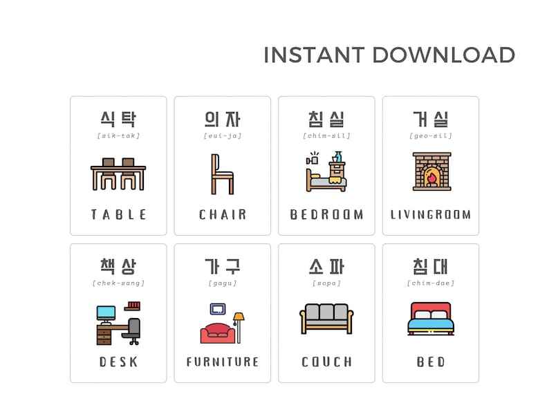 Korean Home & Furniture Flashcards | Learn Korean Language ...