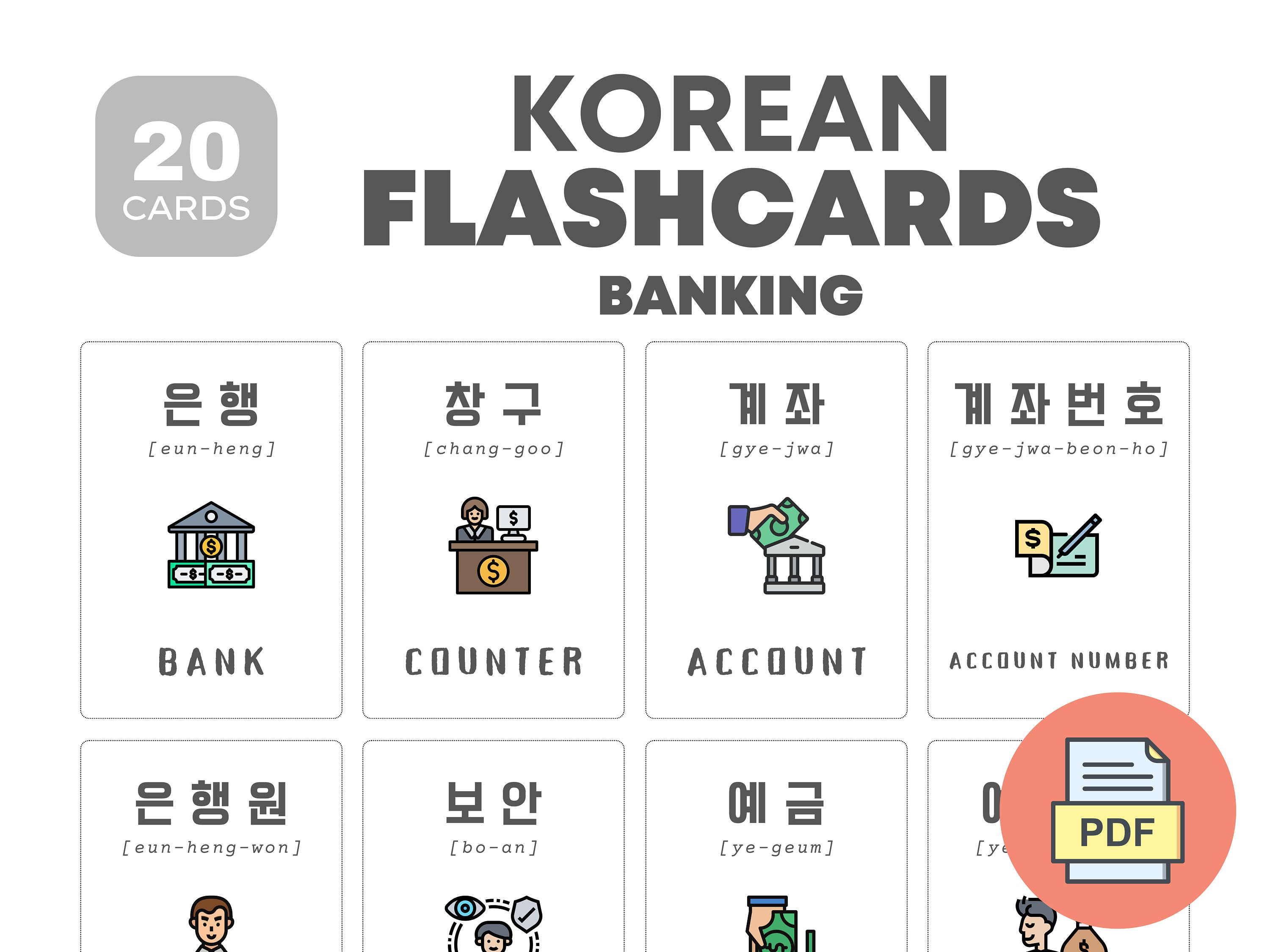 Banking Korean Flashcards | Learn Korean Language | Educational ...