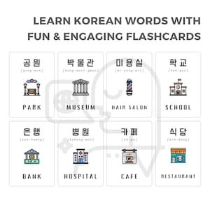 Korean Places Flashcards | Learn Korean Language | Educational ...