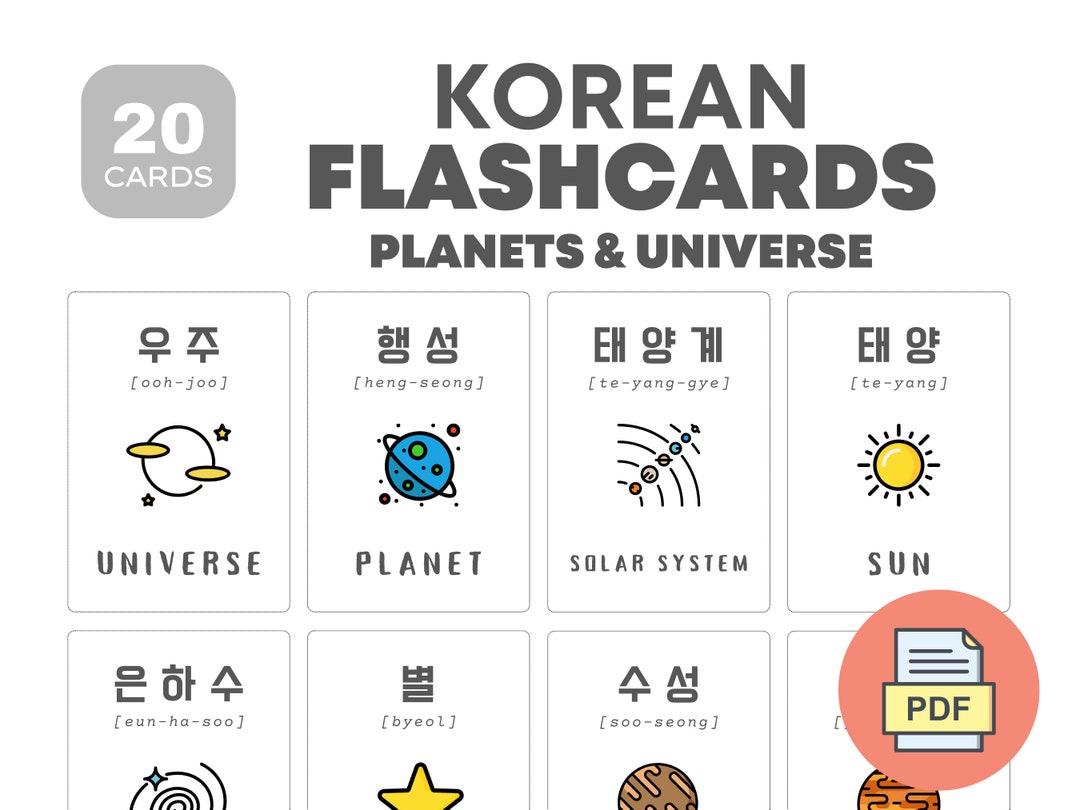 Planets & Universe Korean Flashcards | Learn Korean Language ...