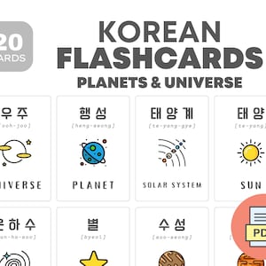 Planets & Universe Korean Flashcards | Learn Korean Language ...