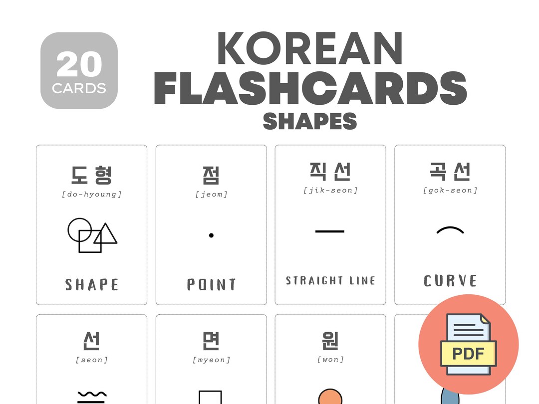 Korean Shape Flashcards | Learn Korean Language | Educational Printable ...
