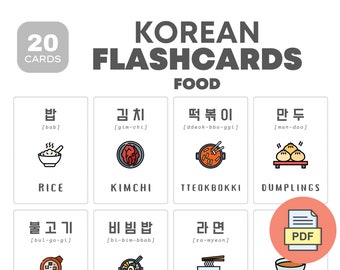 Korean Vegetable Flashcards Learn Korean Language Educational Printable ...