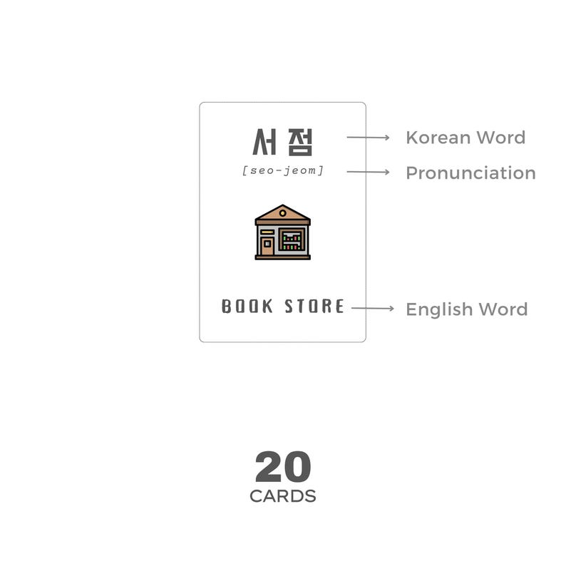 20 Korean Places Flashcards | Learn Hangul Place Words | Printable ...