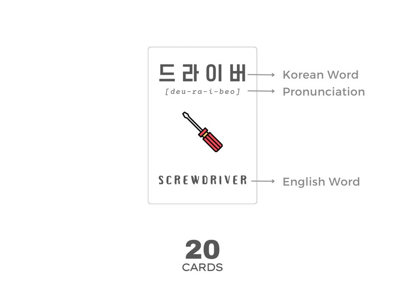 Tools Korean Flashcards | Learn Korean Language | Educational Printable ...