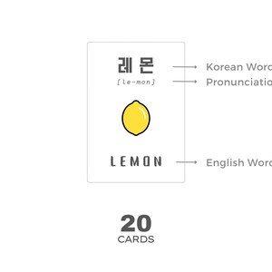Korean Fruit Flashcards Learn Korean Language Educational Printable ...