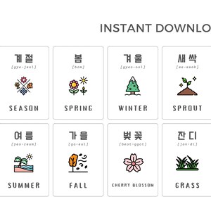 Season Korean Flashcards | Learn Korean Language | Educational ...