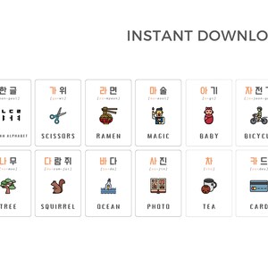 Korean Alphabet Hangul Flashcards Learn Korean Language Educational ...