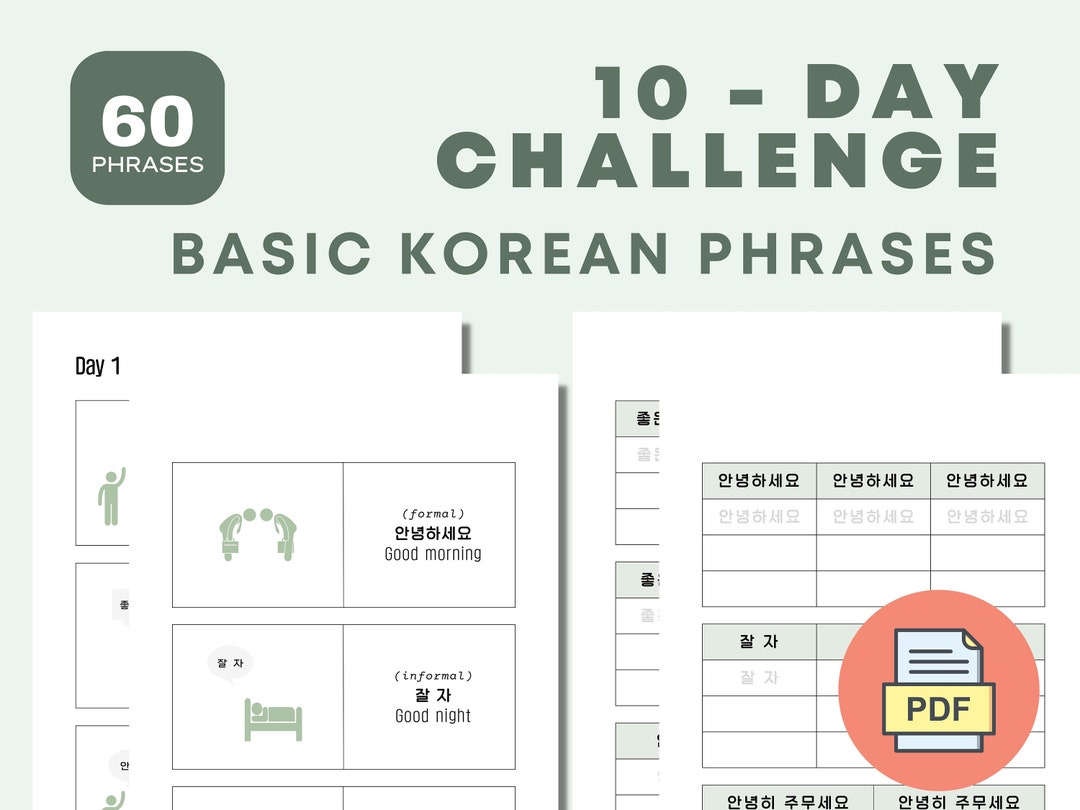 10 Day Challenge Basic Korean Phrases Korean Language Korean Study ...