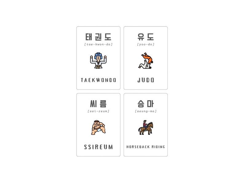 Korean Sport Flashcards | Learn Korean Language | Educational Printable ...