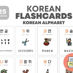 Korean Alphabet Hangul Flashcards Learn Korean Language Educational ...
