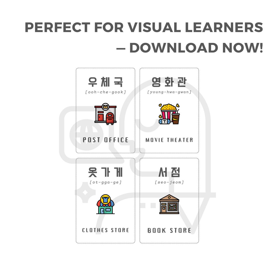 20 Korean Places Flashcards | Learn Hangul Place Words | Printable ...